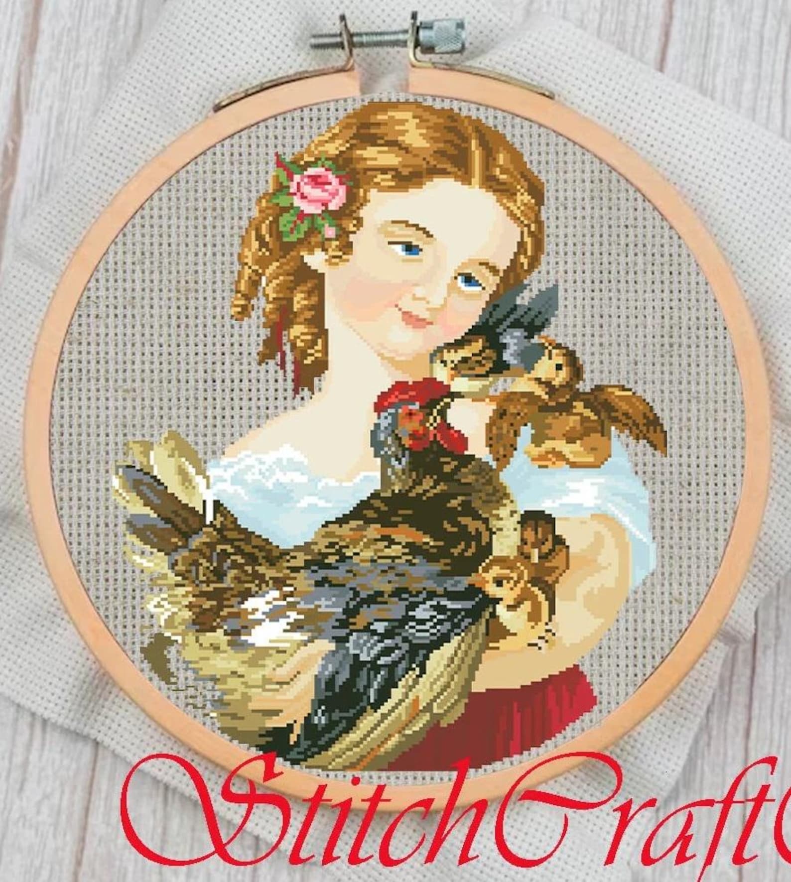 Vintage Cross Stitch Pattern PDF - Counted Sampler People - Embroidery ...