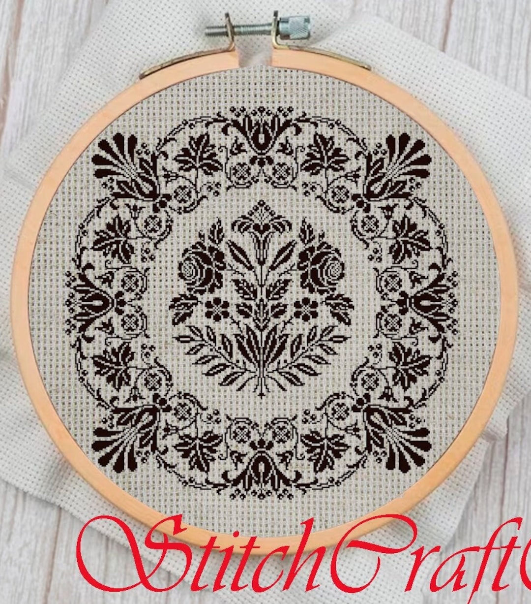 Vintage Blackwork Cross Stitch Pattern: Monochrome Filet Lace (PDF ...