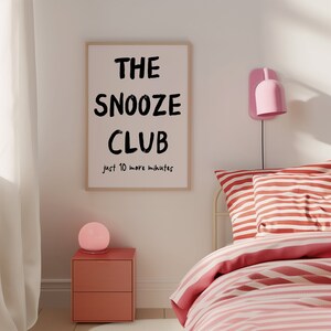 The Snooze Club Art Print, Trendy Wall Art, Printable Wall Art, Bedroom ...