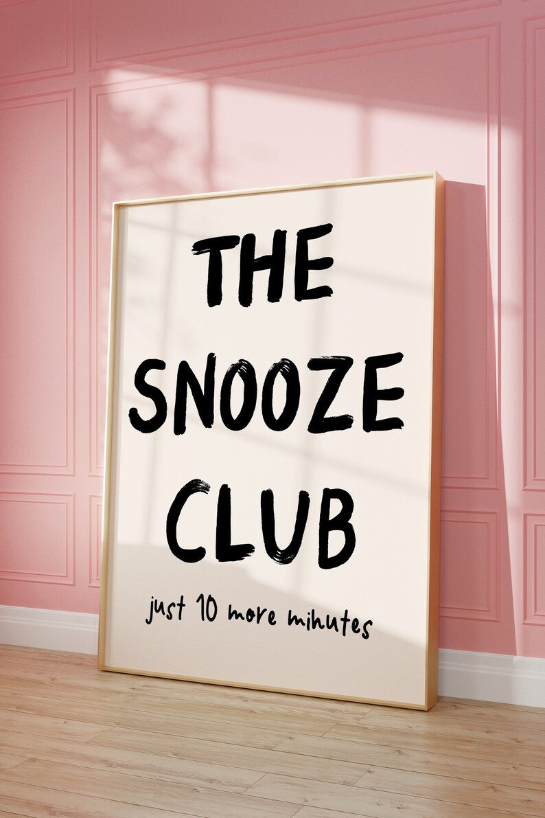 The Snooze Club Art Print, Trendy Wall Art, Printable Wall Art, Bedroom ...