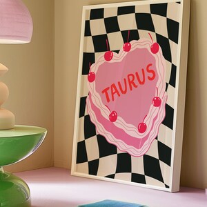 Taurus Cake Art Print, Taurus Poster, Taurus Printable Art, Zodiac ...