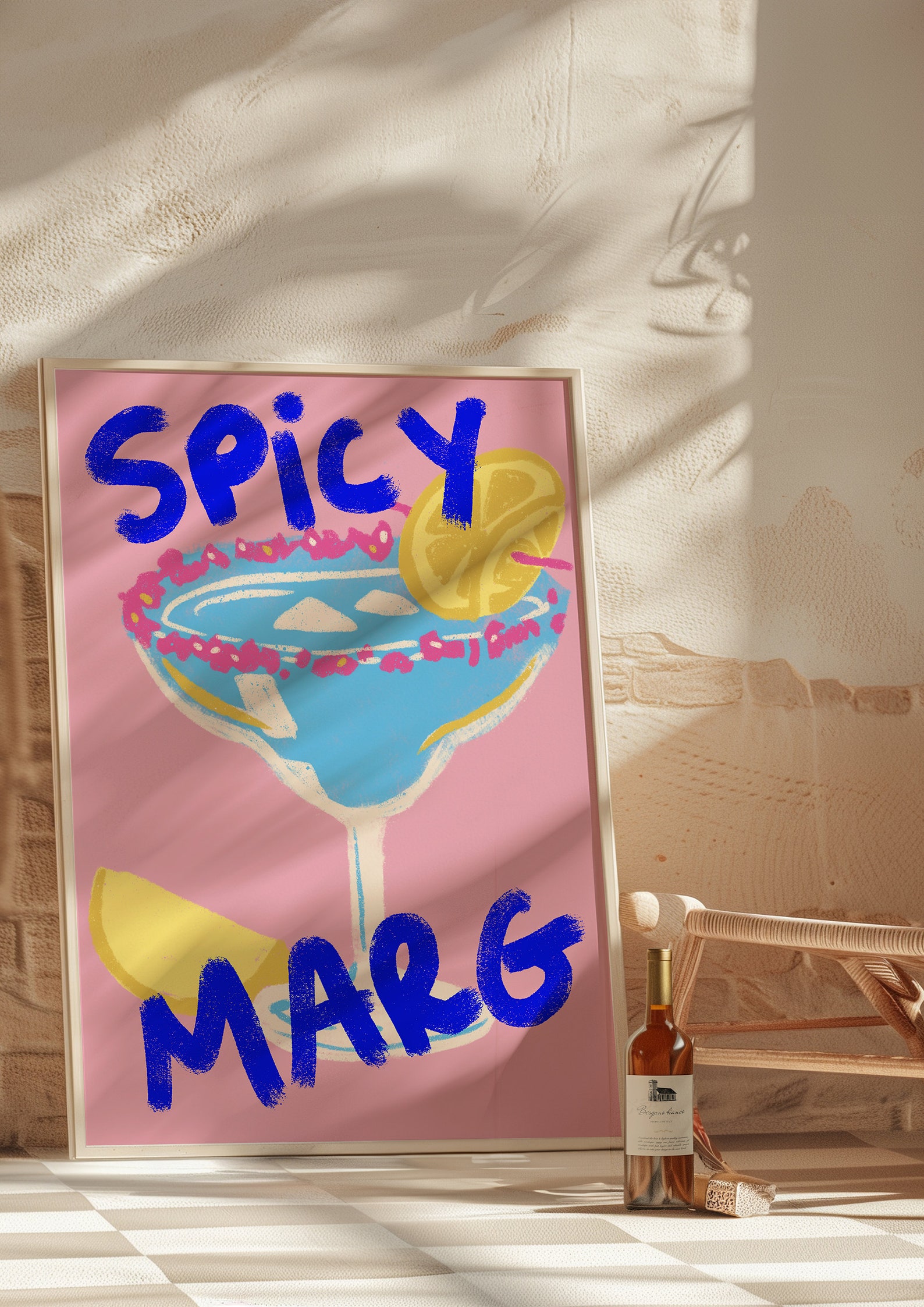 Spicy Marg Art Print, Margarita Wall Poster, Cin Cin Print, Bar Cart ...