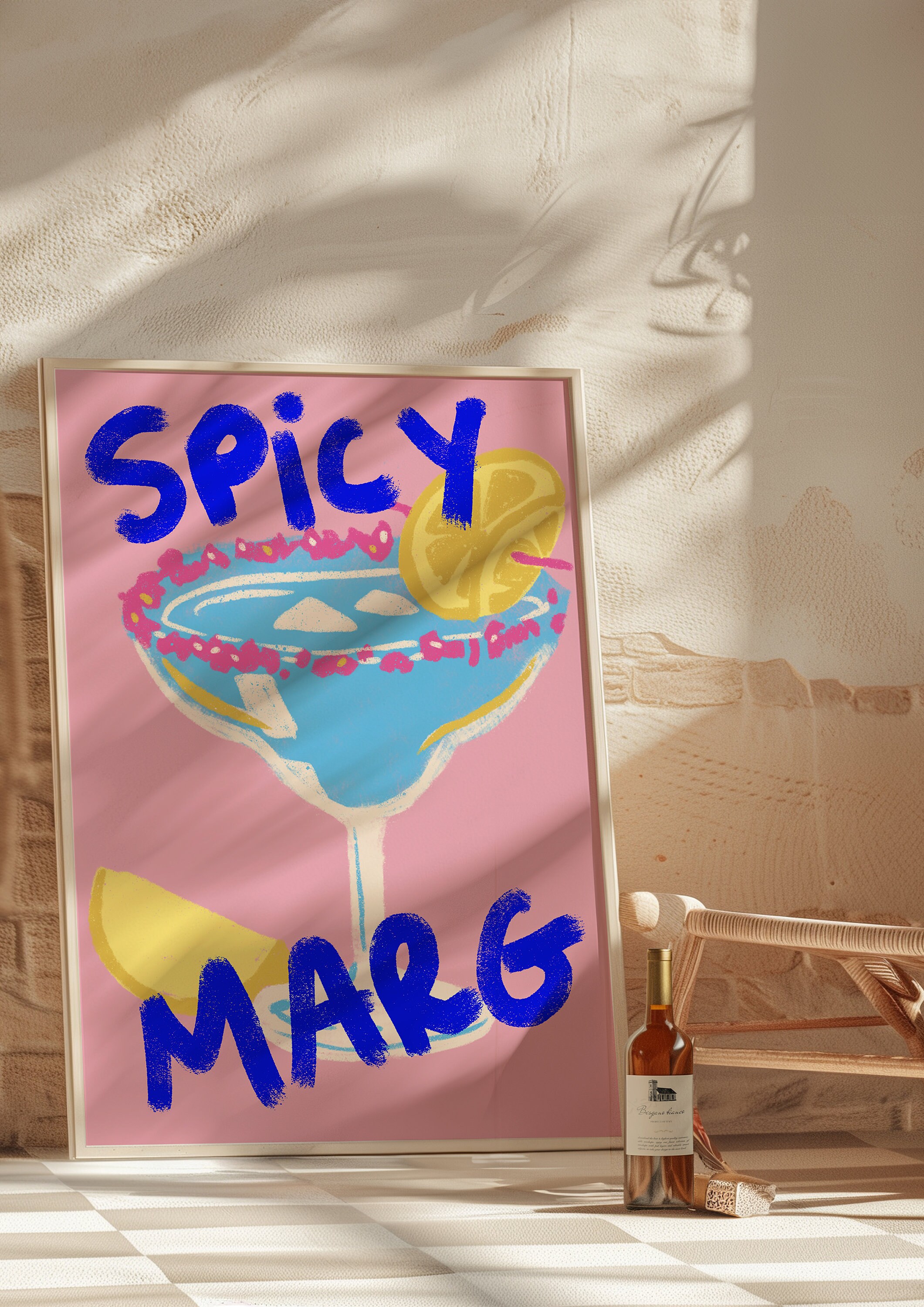 Spicy Marg Art Print, Margarita Wall Poster, Cin Cin Print, Bar Cart ...