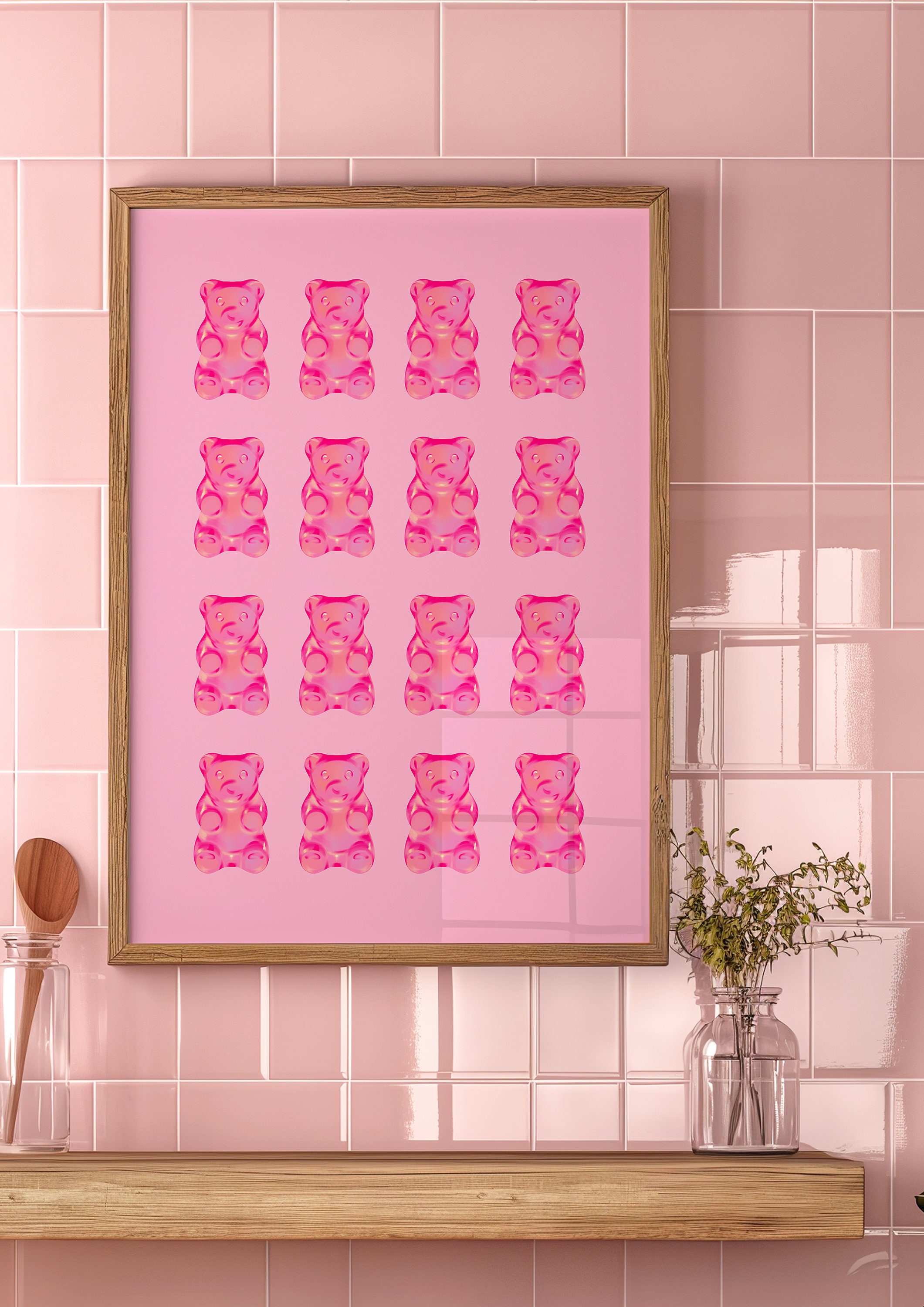 Gummy Bear Wall Art Print, Dopamine Wall Art, Trendy Wall Art, Quirky ...