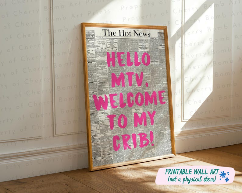 Hello MTV Newspaper Art Print, Trendy Quote (digital Download) - Etsy