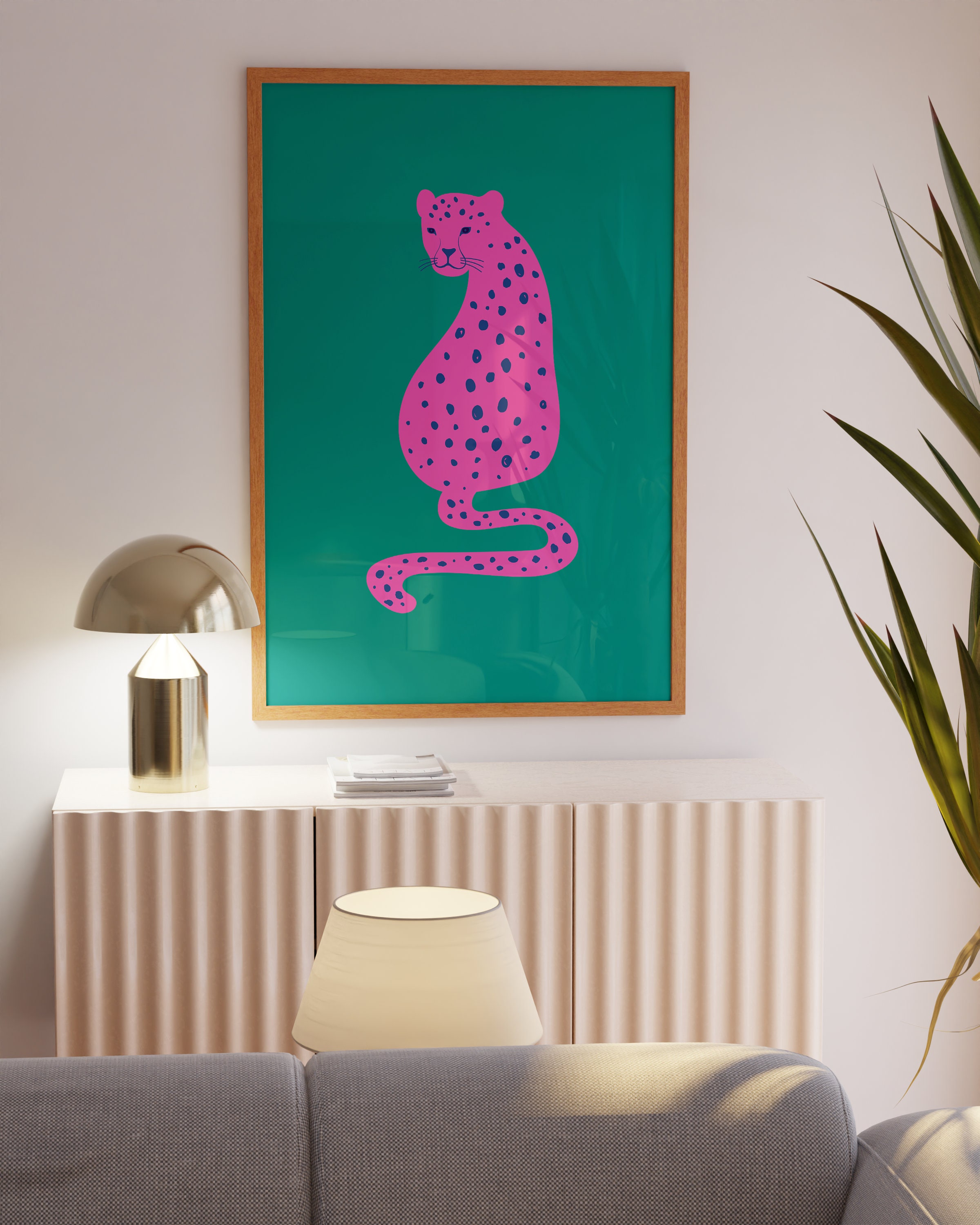 Cheetah Green Wall Art,leopard Wall Art,feline Print,tiger Illustration ...