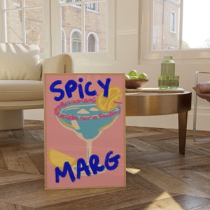 Spicy Marg Art Print, Margarita Wall Poster, Cin Cin Print, Bar Cart ...