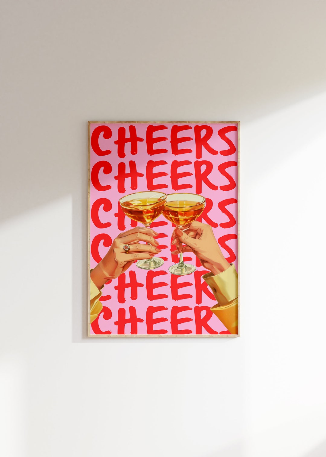 Cheers Art Print , Cocktail Wall Art, Trendy Art Prints, Happy Hour ...