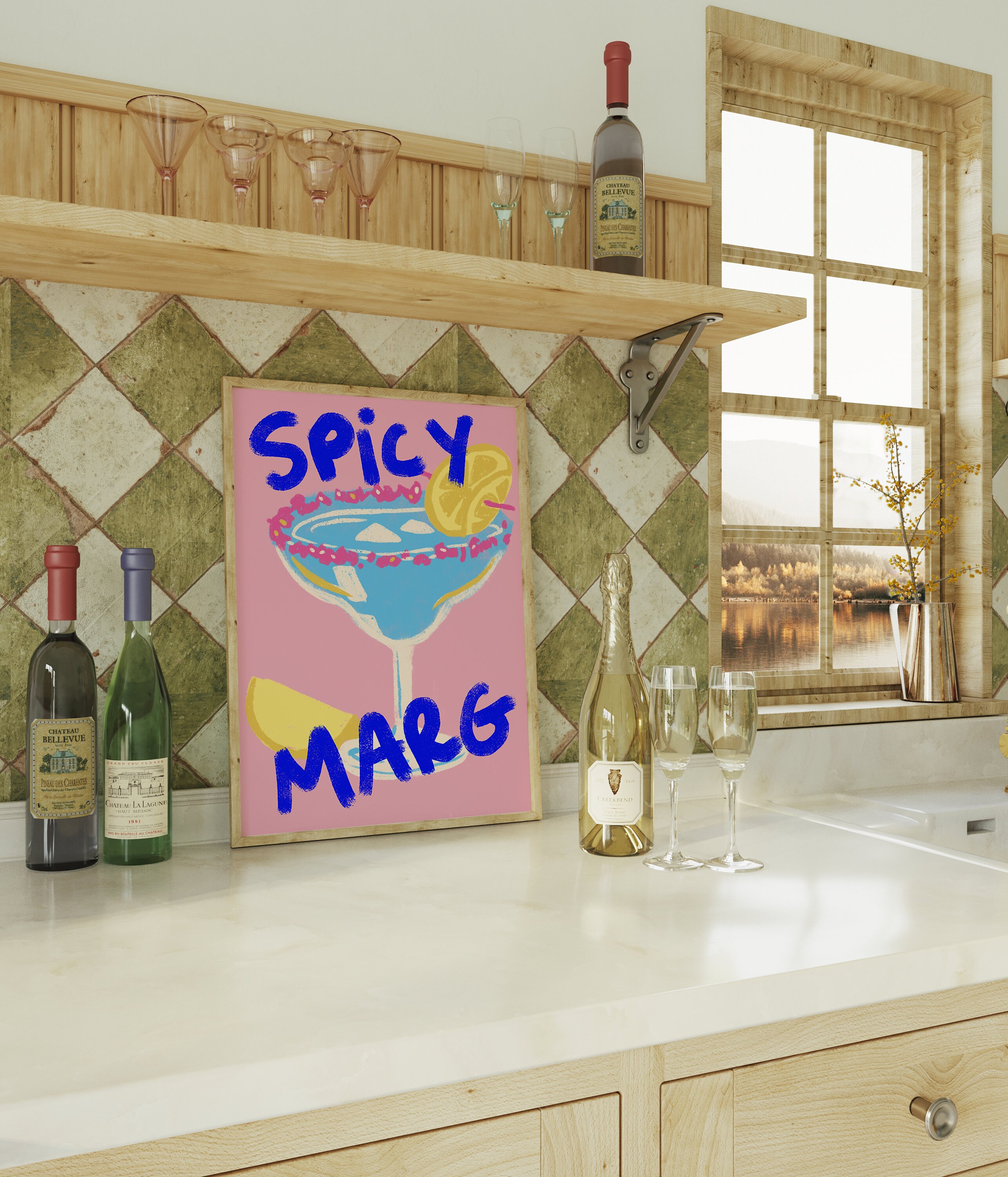 Spicy Marg Art Print, Margarita Wall Poster, Cin Cin Print, Bar Cart ...