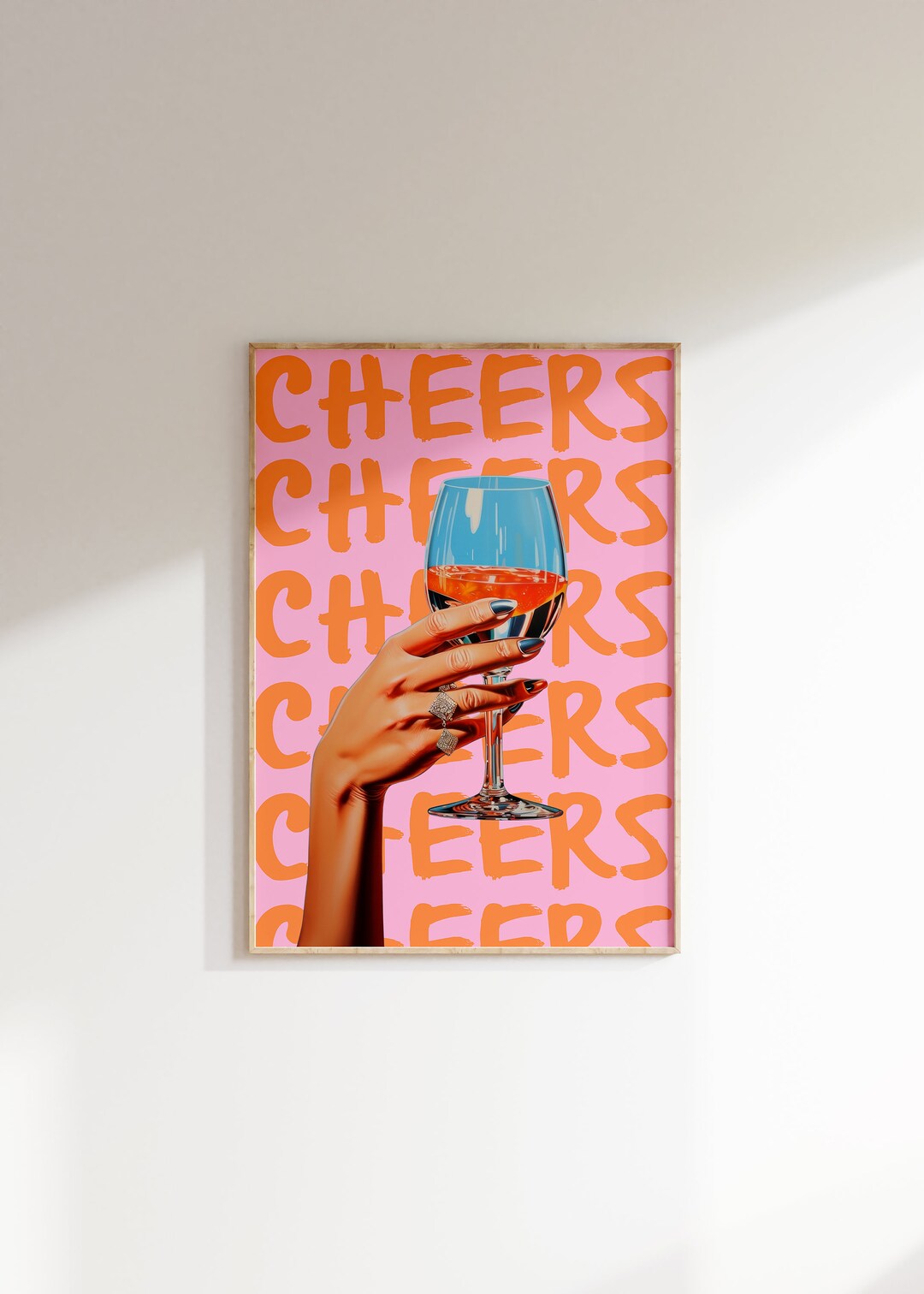 Cheers Art Print, Cocktail Wall Art, Trendy Art Prints, Happy Hour ...
