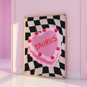 Taurus Cake Art Print, Taurus Poster, Taurus Printable Art, Zodiac ...
