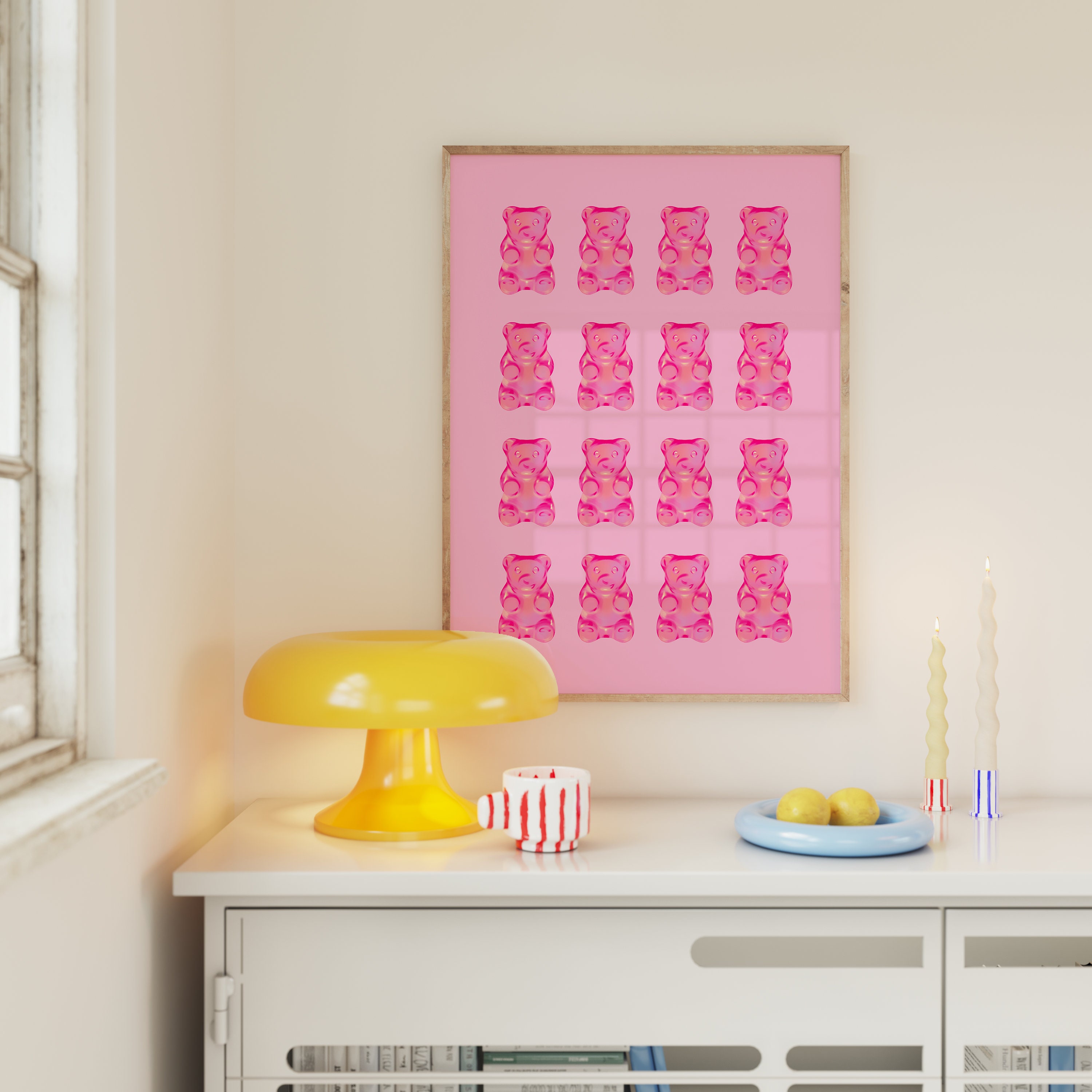 Gummy Bear Wall Art Print, Dopamine Wall Art, Trendy Wall Art, Quirky ...