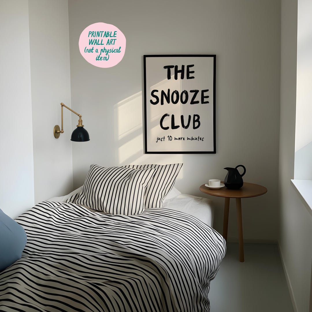 The Snooze Club Art Print, Trendy Wall Art, Printable Wall Art, Bedroom ...