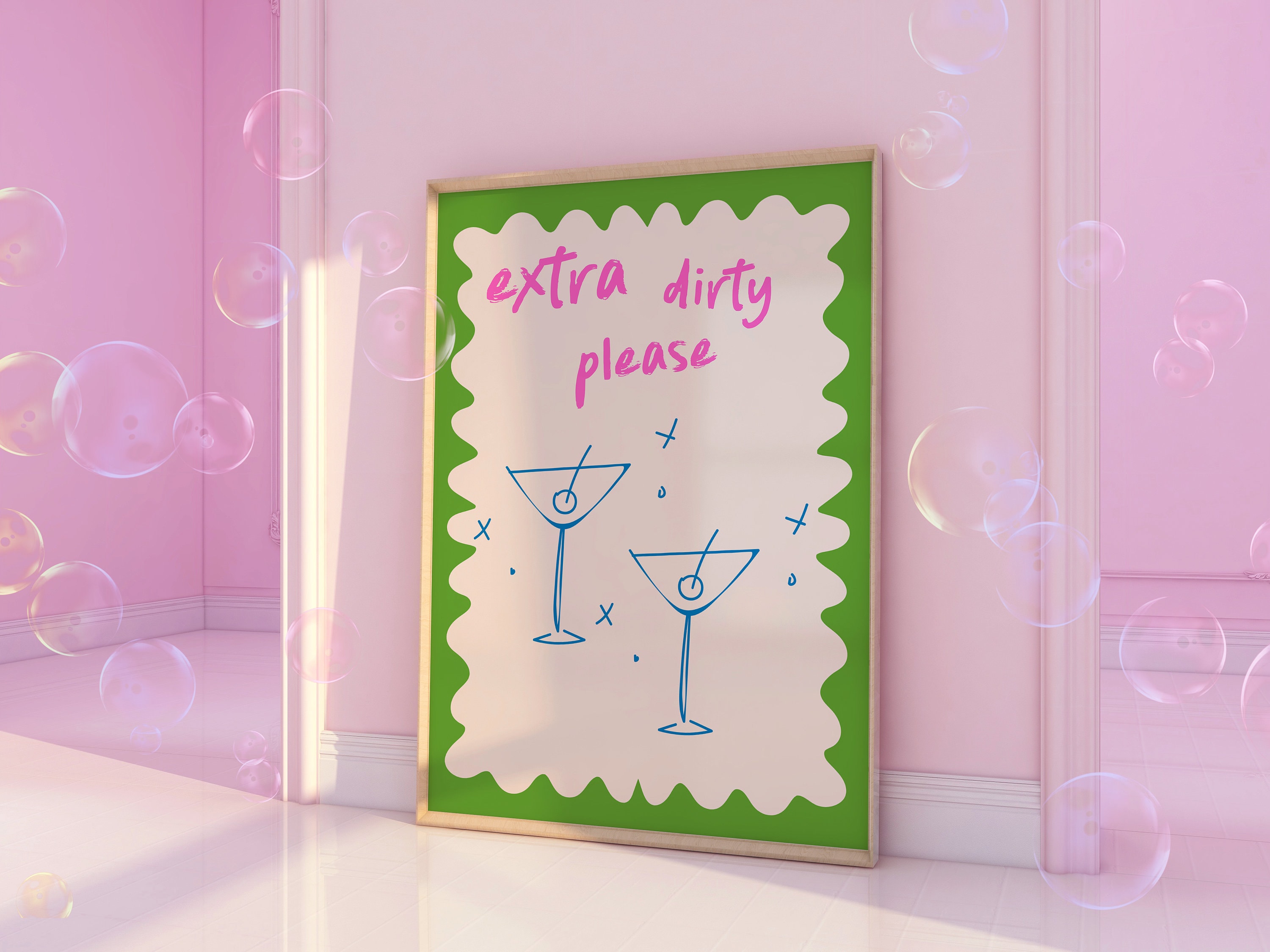 Extra Dirty Please Martini Wall Art, Dirty Martini Poster, Martini Art ...