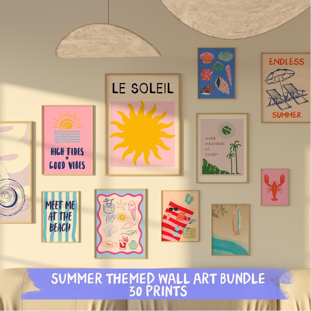 Summer Prints Mega Bundle, Set of 30 Prints, Coastal Wall Art, Beach ...