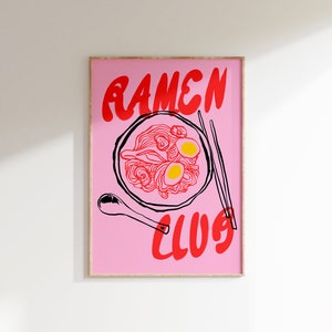 Ramen Lover Club Art Print, Ramen Kitchen Art,dinner Table Print,girly ...