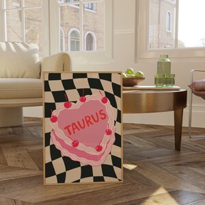 Taurus Cake Art Print, Taurus Poster, Taurus Printable Art, Zodiac ...