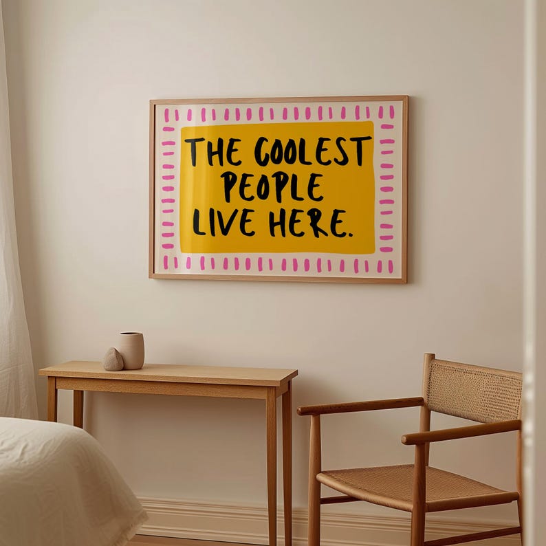 Coolest People Live Here Art Print, Trendy Typography Art ,roommate ...