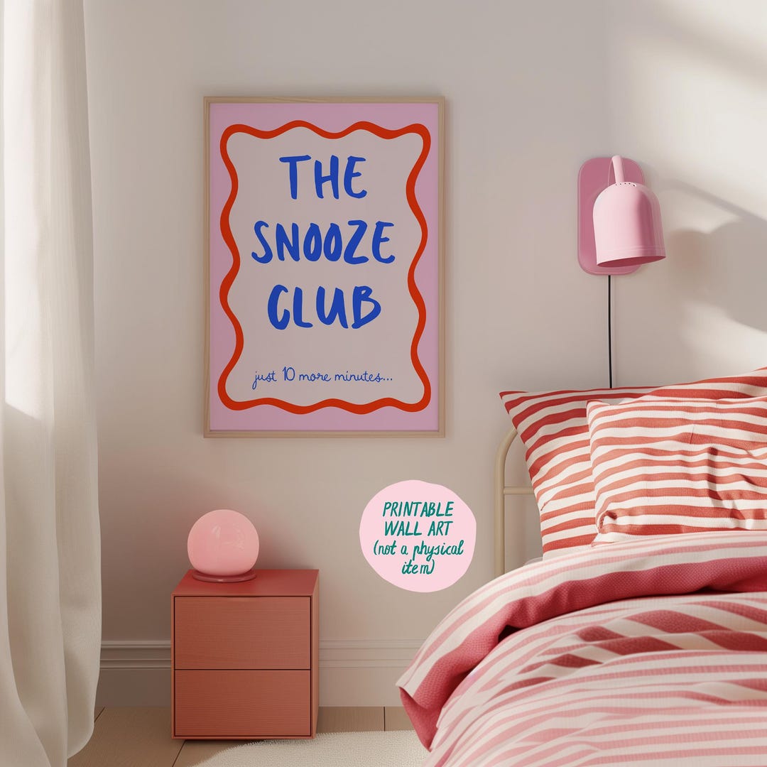 The Snooze Club Art Print, Trendy Wall Art, Printable Wall Art, Bedroom ...