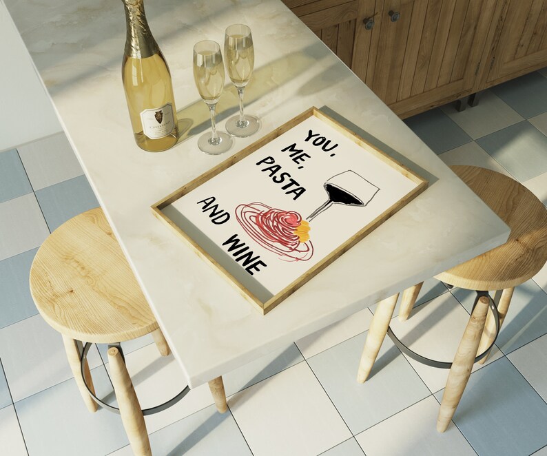 Pasta and Wine Art Print, Italian Dinner Wall Decor (digital Download ...