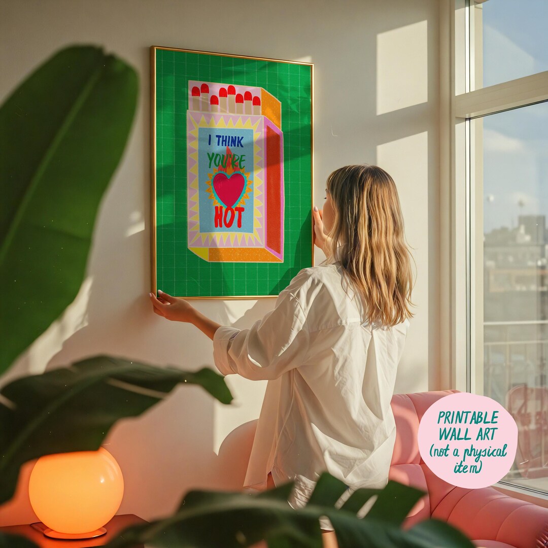 I Think You're Hot Art Print, Perfect Match Print, Hot Pink Room Decor ...