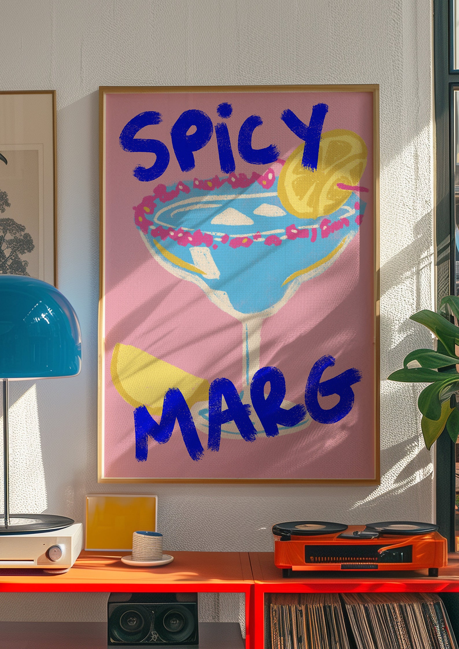 Spicy Marg Art Print, Margarita Wall Poster, Cin Cin Print, Bar Cart ...