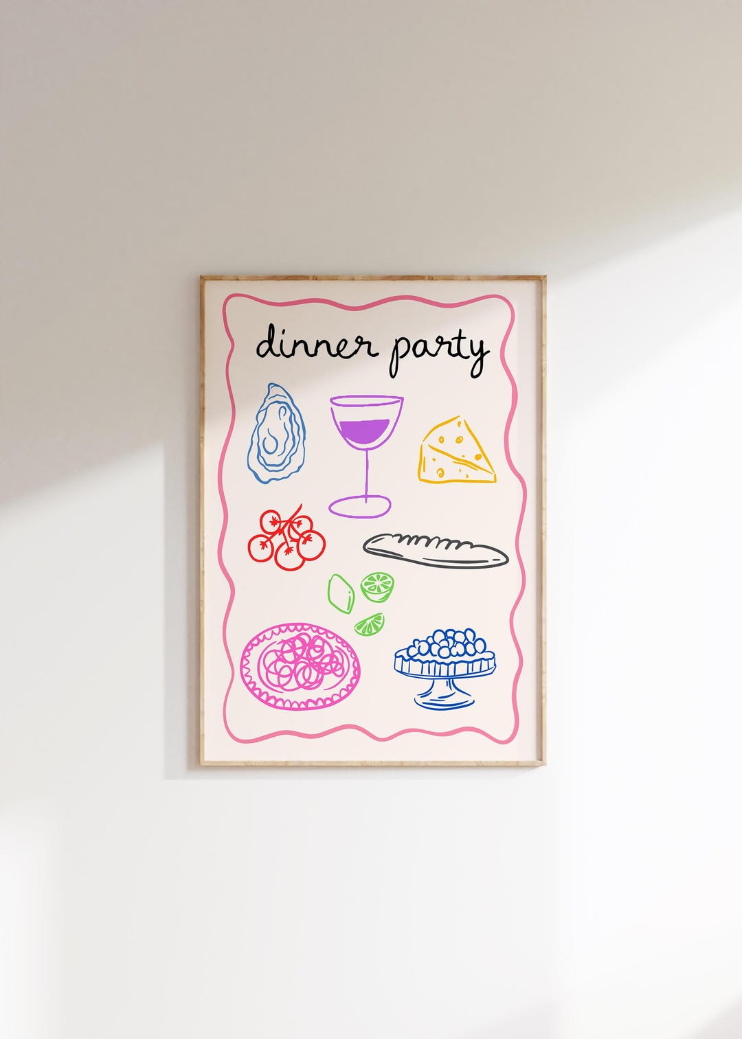 Dinner Party Art Print, Girly Kitchen Decor, Trendy Wall Art, Digital ...