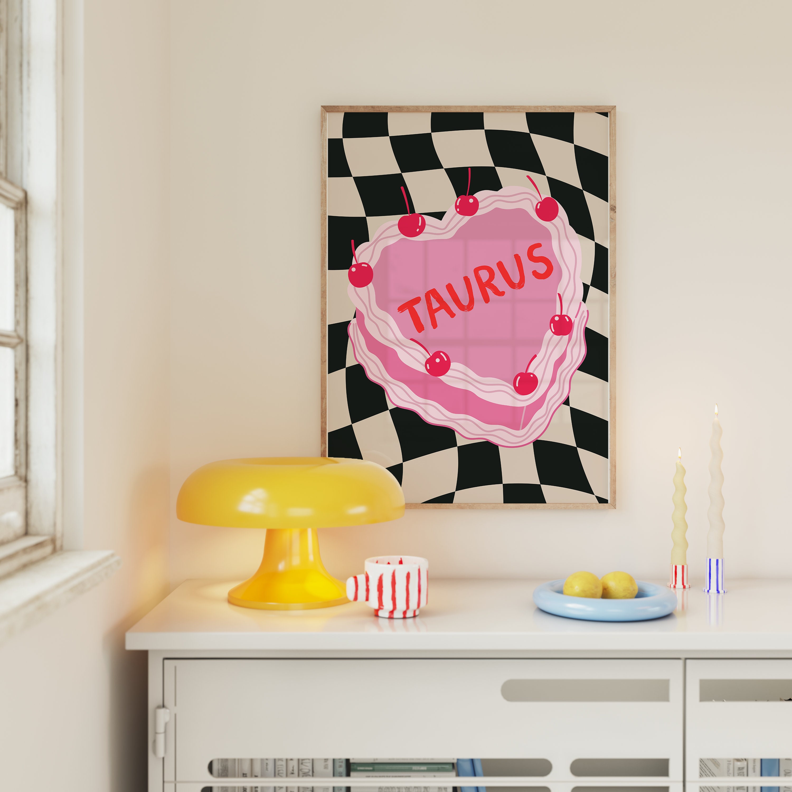 Taurus Cake Art Print, Taurus Poster, Taurus Printable Art, Zodiac ...