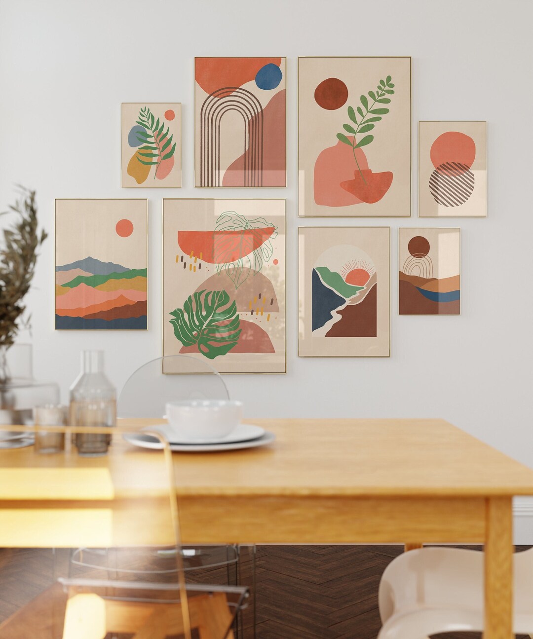 Boho Gallery Wall Set of 8 Boho Art Print Boho Wall Decor - Etsy