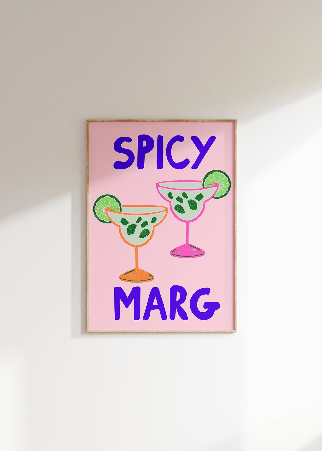 Spicy Marg Art Print, Margarita Wall Poster, Cin Cin Print, Bar Cart ...