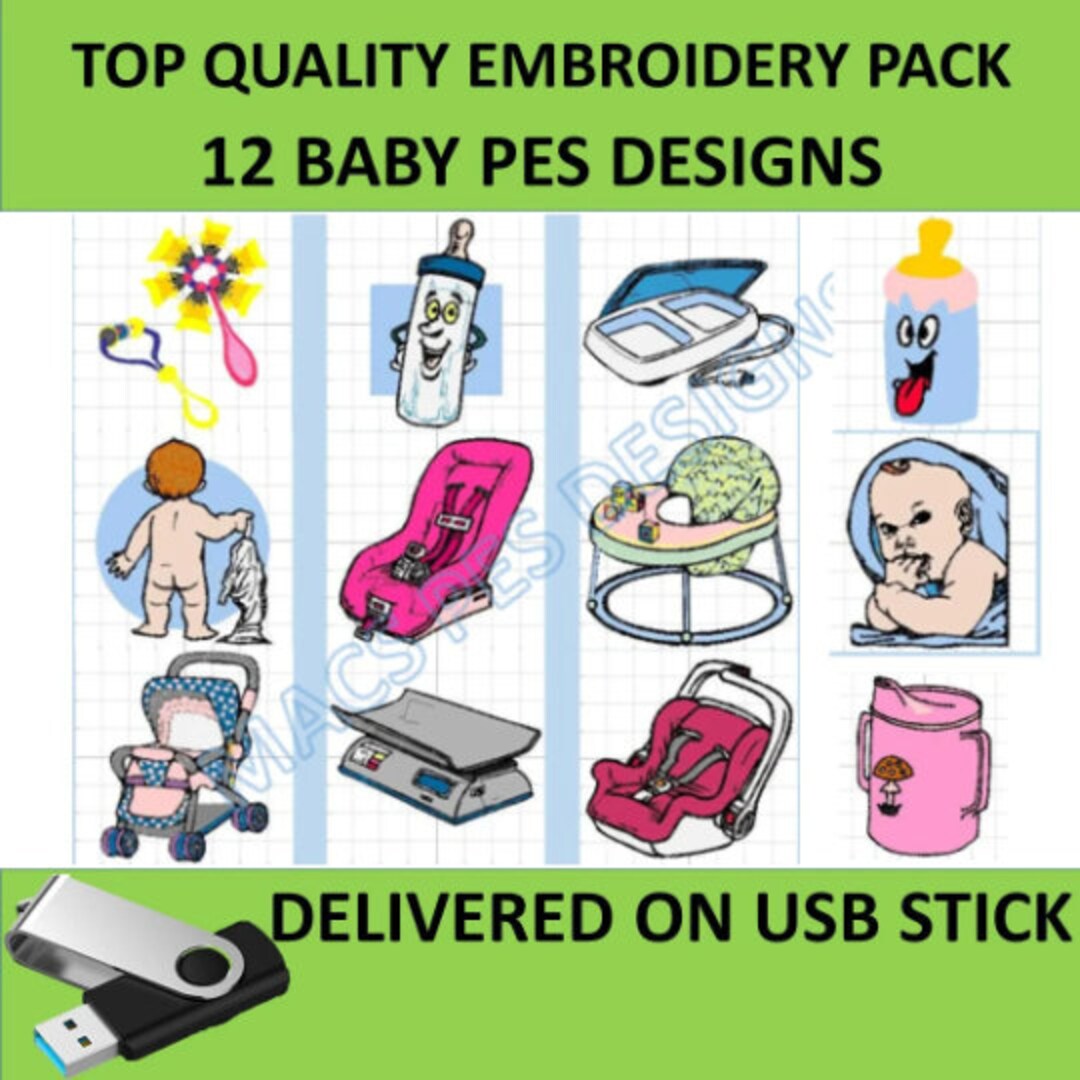Baby 12 PES Designs on USB Designs Machine Embroidery Files Brother ...