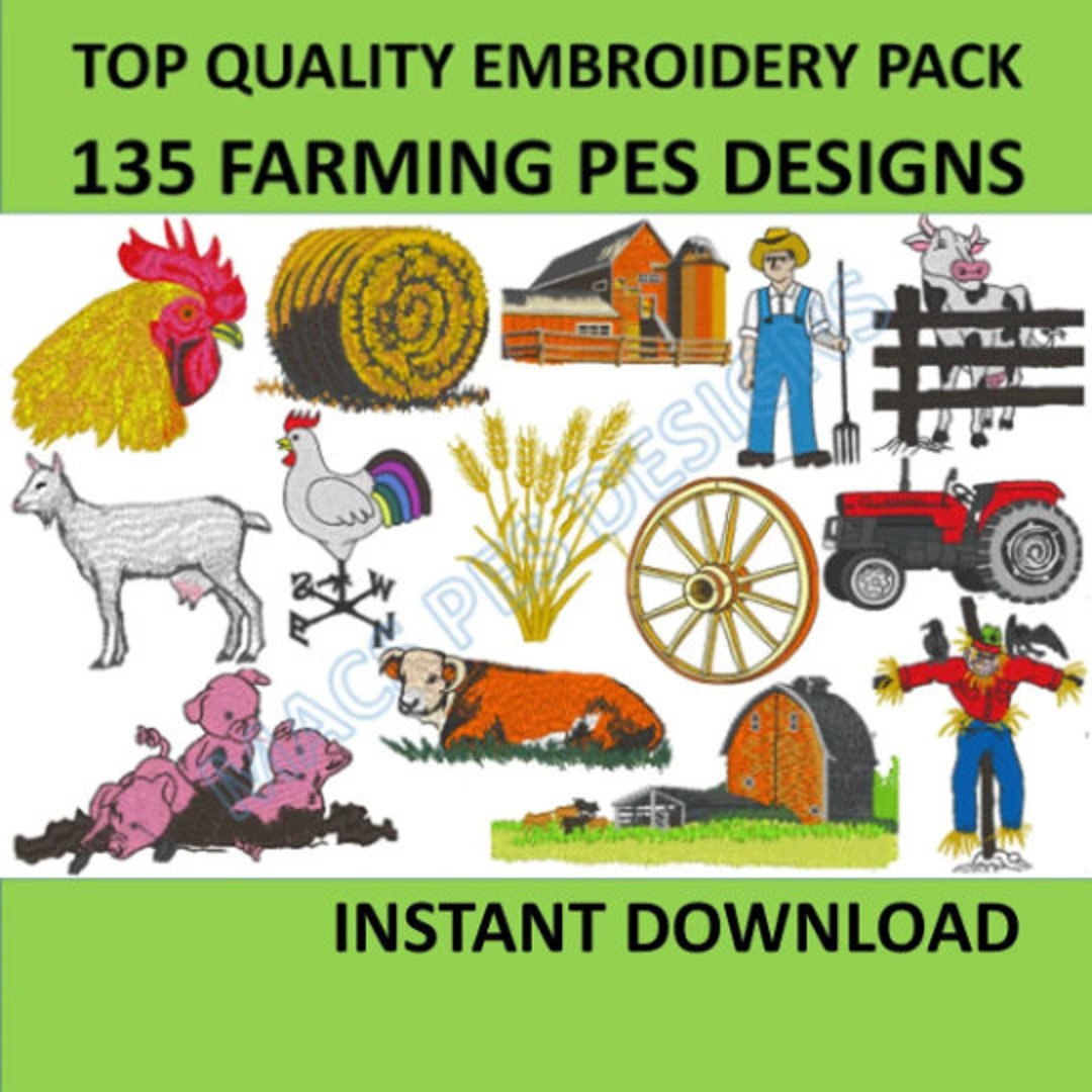 On the Farm Embroidery Files Instant Download 135 PES Designs Machine ...