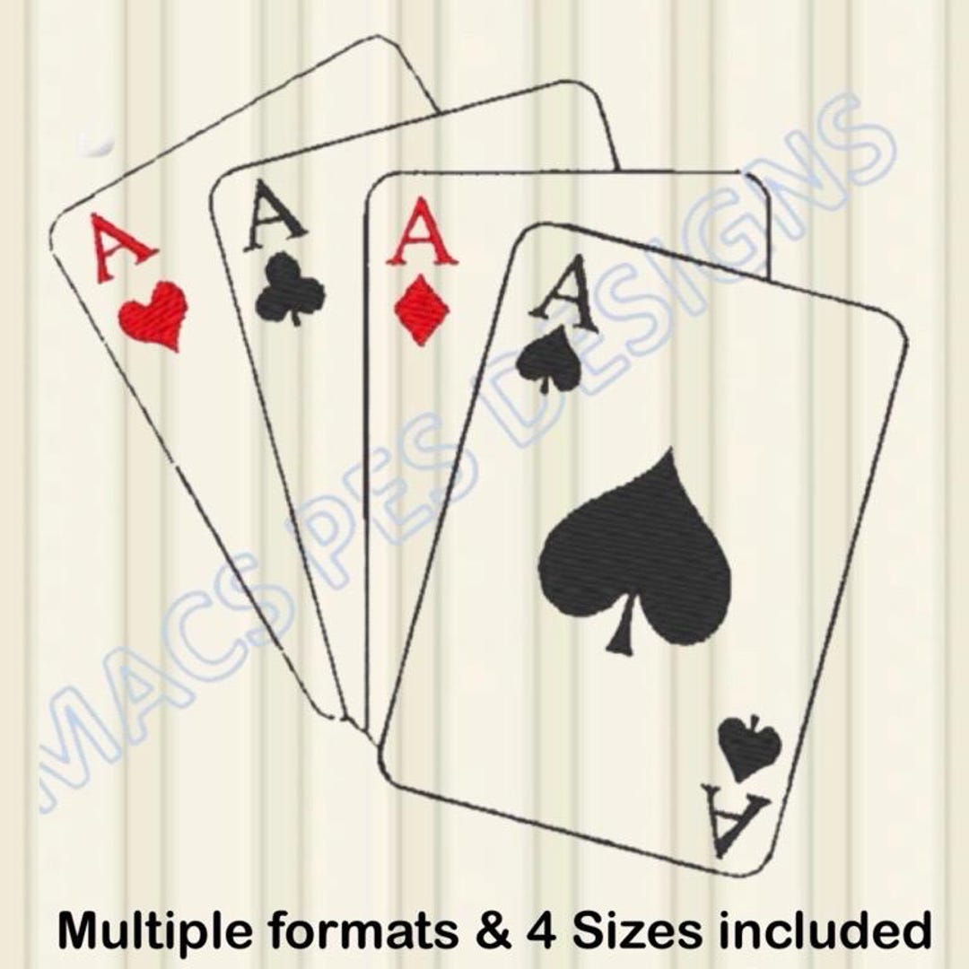 Four Aces Machine Embroidery Design 4 Sizes, Playing Cards Embroidery ...