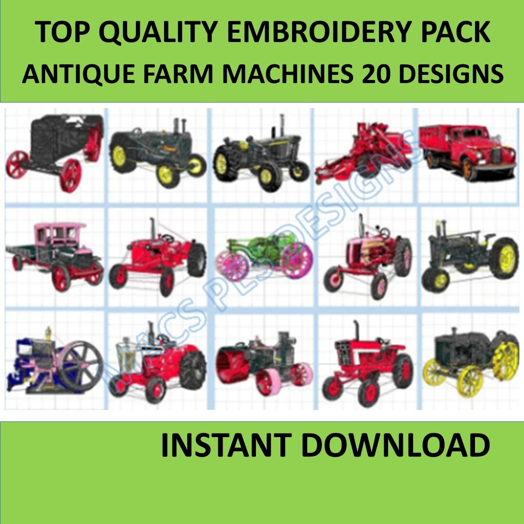 Antique Farm Machinery Embroidery Files Instant Download Farming Life ...