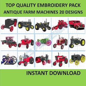 Antique Farm Machinery Embroidery Files Instant Download Farming Life ...