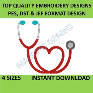 Stethoscope Embroidery Design: Medical Monogram (downloadable Files ...
