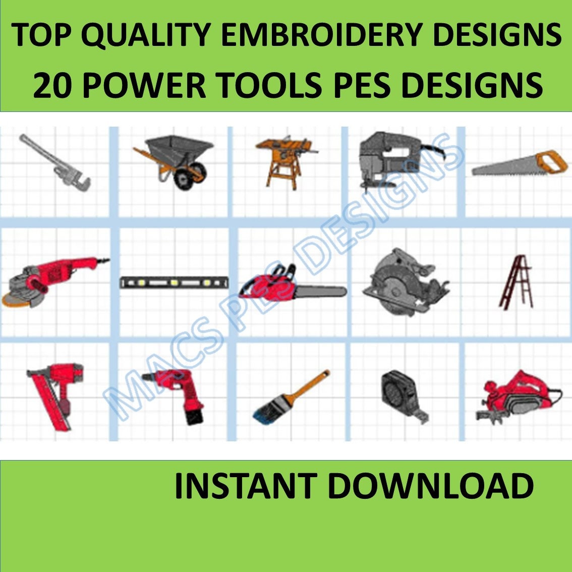 Tools DIY PES Designs Machine Embroidery Files Instant - Etsy