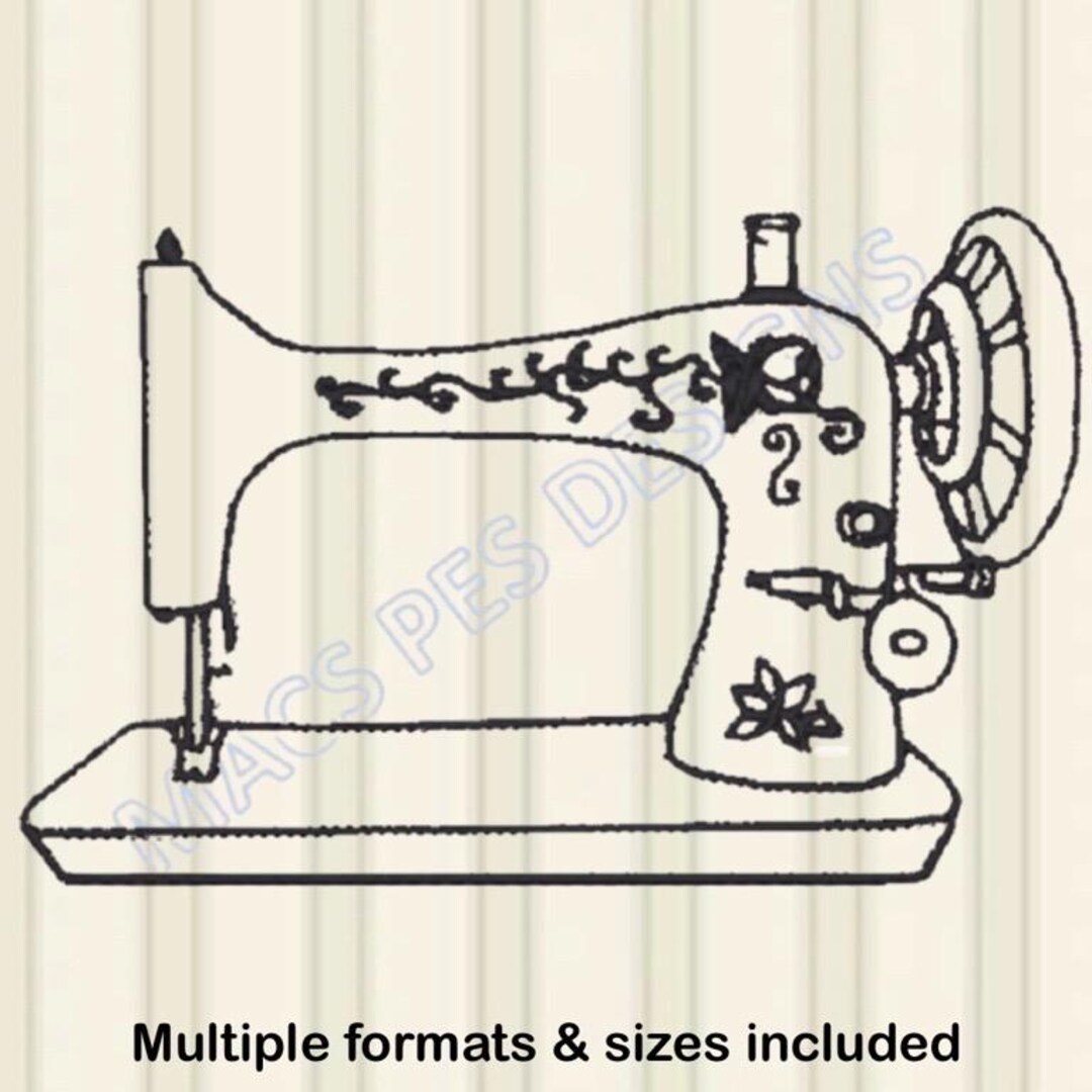 Floral Sewing Machine Embroidery Design: Vintage Treadle Silhouette ...