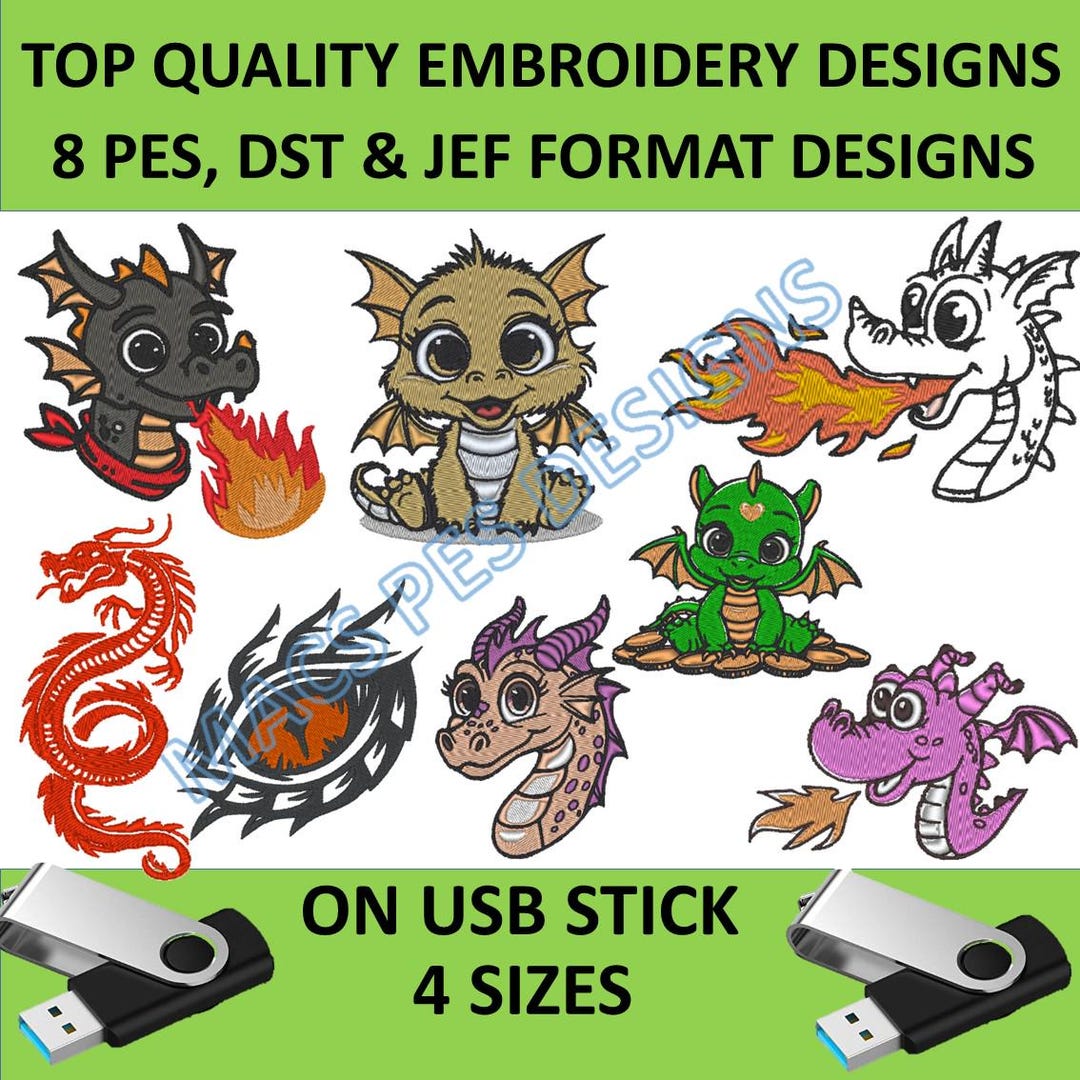 8 Cute Baby Dragon Machine Embroidery Design - Fire Baby Dragons ...