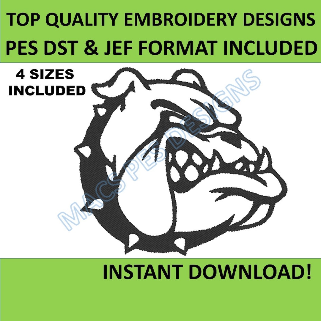 Bulldog Dog Machine Embroidery Files Instant Download Brother File to ...