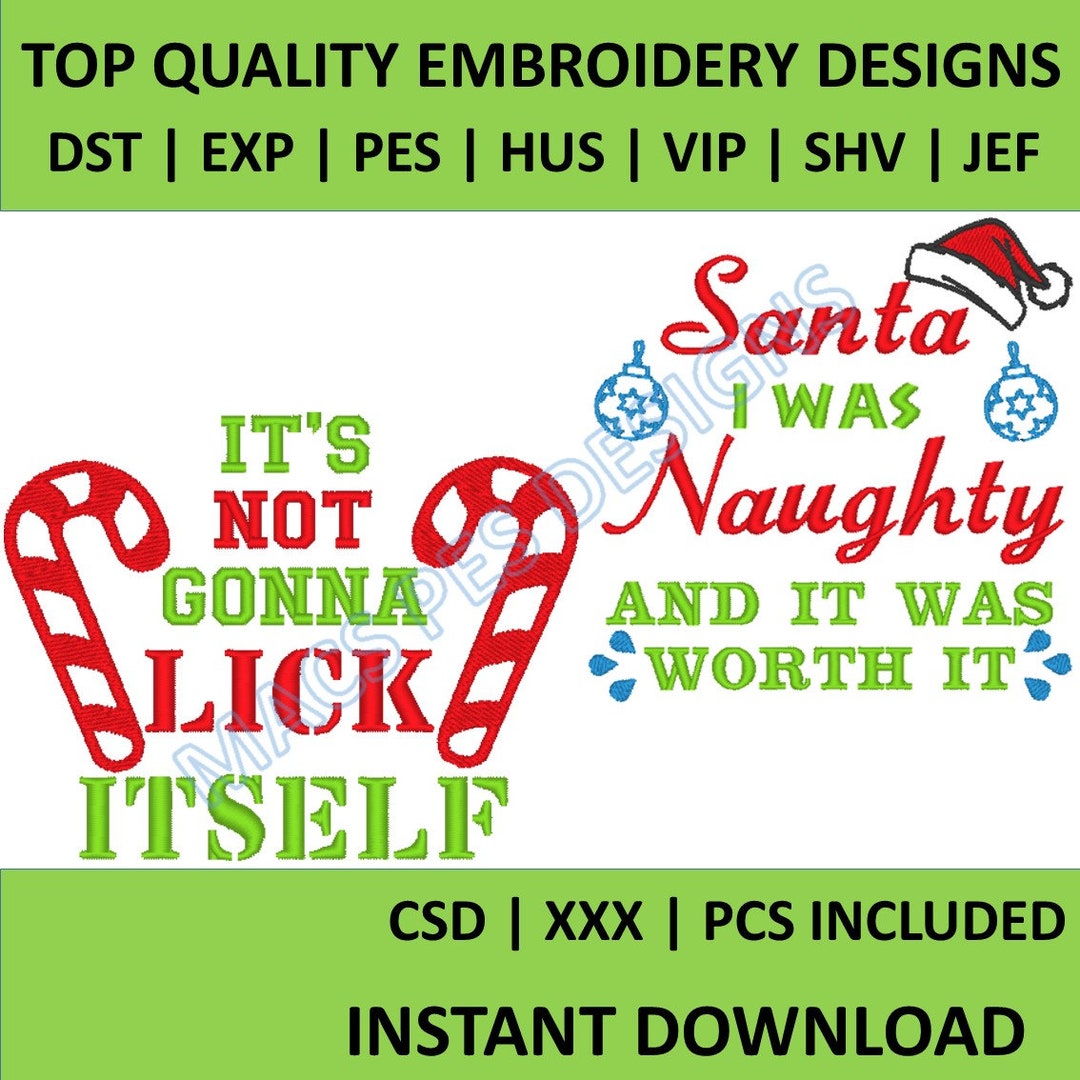 Christmas Embroidery Designs Rude Funny PES JEF DST Lick It Embroidery ...