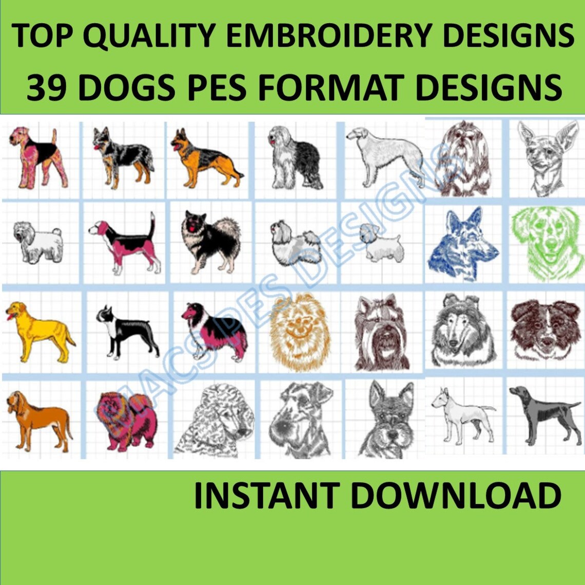 Dogs Puppies 39 PES Designs Machine Embroidery Files Instant Download ...