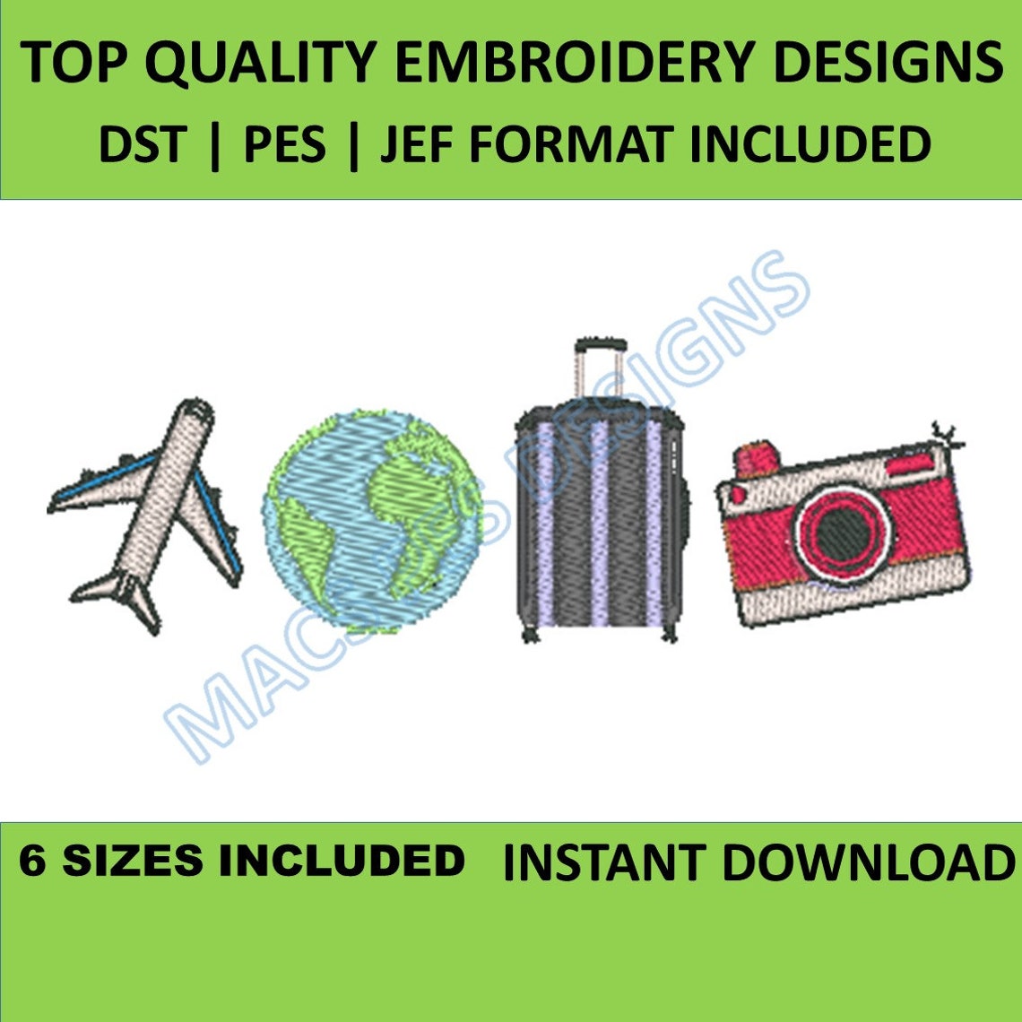 Travel Embroidery Design, Travel Embroidery File, Trendy Embroidery ...
