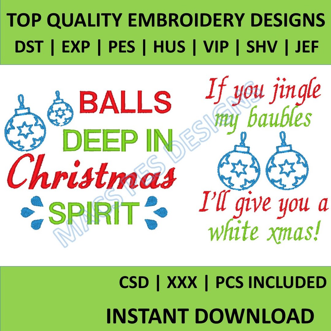 Christmas Rude Funny Embroidery Designs PES JEF DST Baubles Embroidery ...
