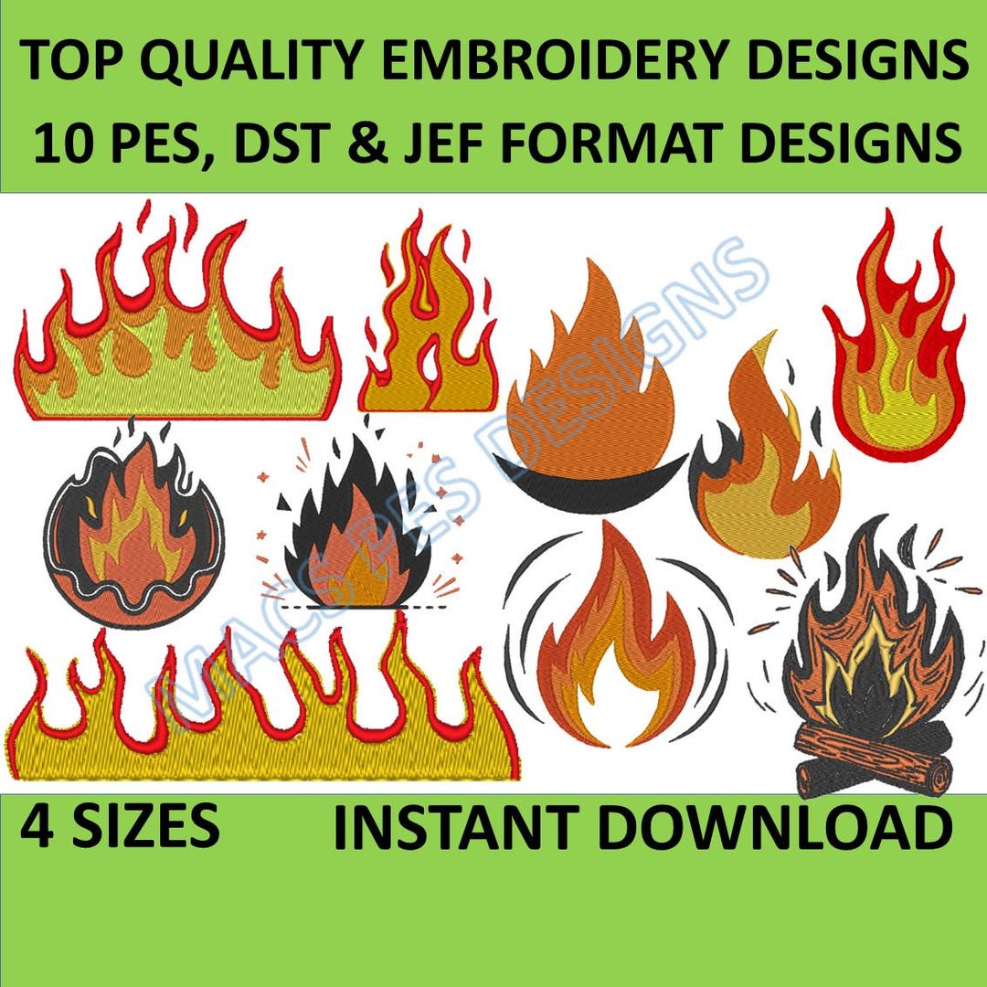 Fires Designs for Embroidery Machine Instant Download Digital File ...