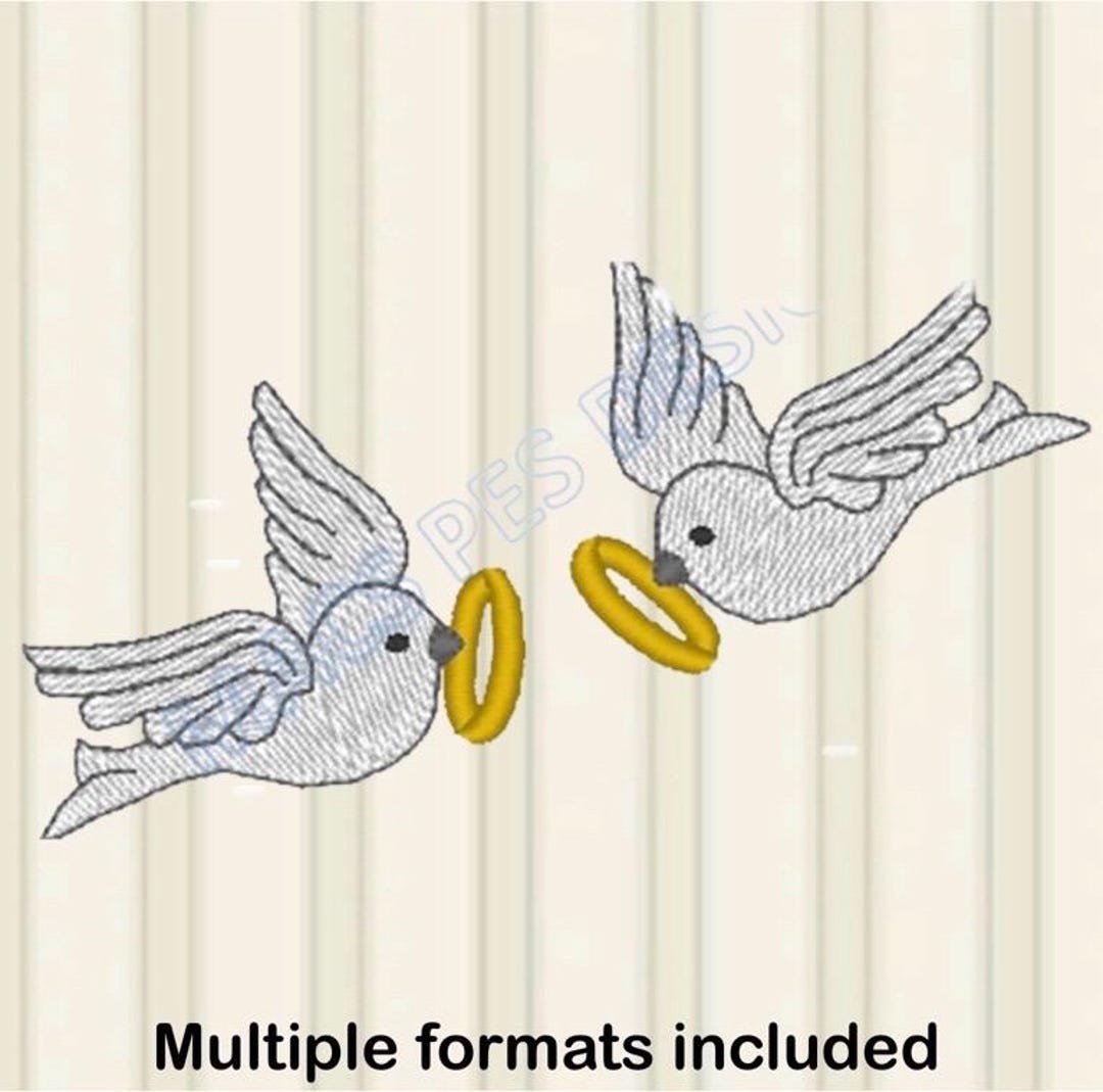 Wedding Rings Dove Embroidery Design PES JEF DST Marriage Embroidery ...