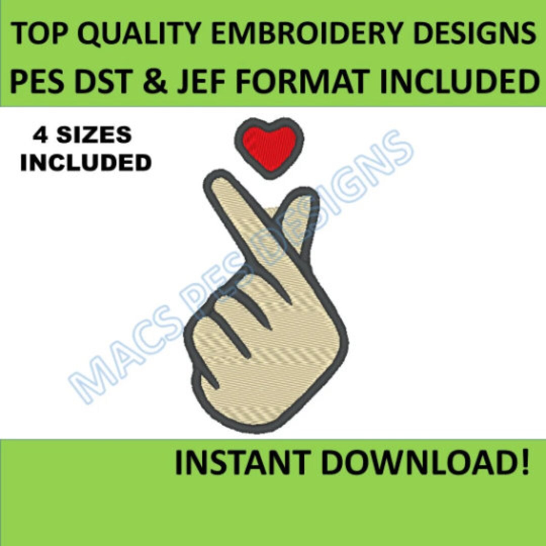 Heart Hand PES JEF DST Designs Machine Embroidery Files Instant ...