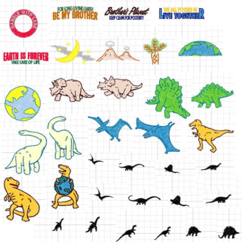 Dinosaur Embroidery Files Instant Download Brother 140 Files Pack ...