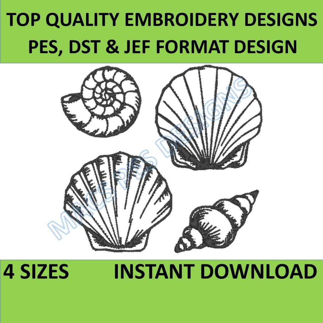 Sea Shells Embroidery Design, Beach Embroidery Design, Summer ...