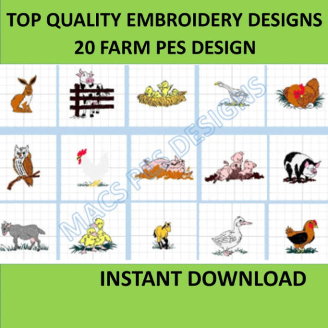 On the Farm 20 PES Designs Machine Embroidery Files Instant Download ...